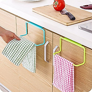 FlekmanArt Towel Rack Hanging Holder Organizer | Towel Bar Rack for Kitchen Bathroom | Over The Door Towel Rack Hand Towel Rack Inside Cabinet Towel Rack Cabinet Cupboard Hanger Shelf