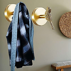 Brass Hooks, Gold BrassTowel Hooks,Brass Decorative Hooks,Gold Brass Coat Hooks Wall Mounted,Gold Brass Bird Coat Wall Hooks, Brushed Brass Wall Hooks for Towel, Coat ,Robe, Hat ,Keys,Bag,Scarf