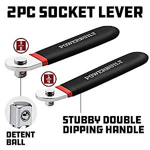 Powerbuilt 2 Piece Socket Levers, 1/4-Inch and 3/8-Inch Drive, Extra Low Profile, Non-Ratcheting, Boats, RV, Off Road Vehicle - 940009