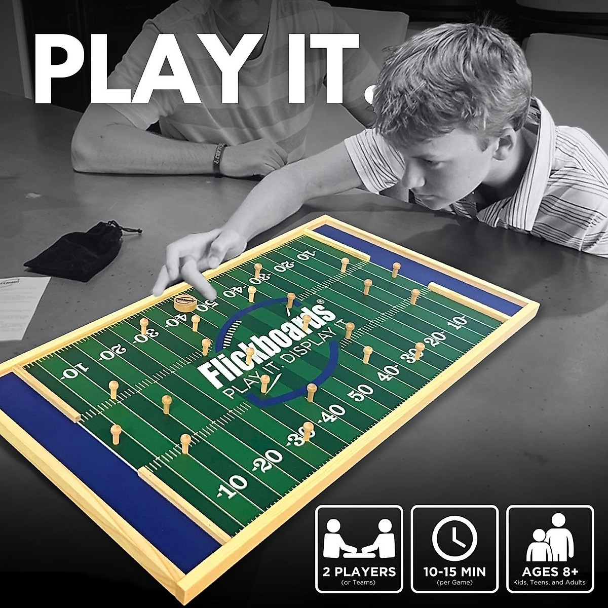 Flickboards Wooden Football Board Game - Family Fun Indoor Outdoor Party Games Sport Simulation Tabletop Game in Blue