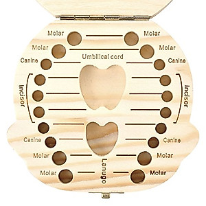 Mogoko Baby Teeth Keepsake Box Wooden Tooth Fairy Boxes, Child Kids Tooth Storage Holder Organizer(Girl, English; Customized Personalized Optional)