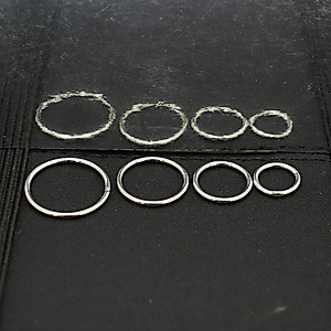 Nose Rings Hoop 316L Stainless Steel Hinged Earrings Rings Hoop 20G 18G 16G Septum Hypoallergenic Nose Ring set Helix Ring Daith Ring Body Piercing Jewelry 4PCS6mm 8mm 10mm 12mm Diameter Plated