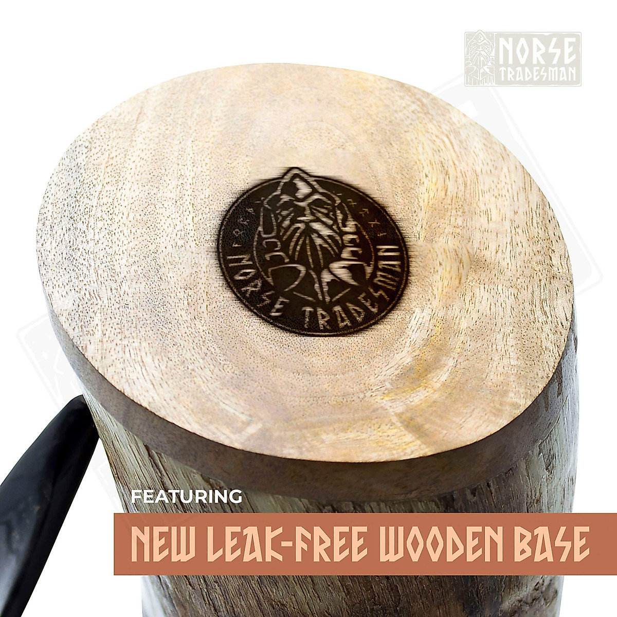 Norse Tradesman Personalized Engraved Viking Drinking Horn Mug - Holiday Themed Designs and Submit Your Text for Engraving - Multiple Tankard Sizes & Engraving Options