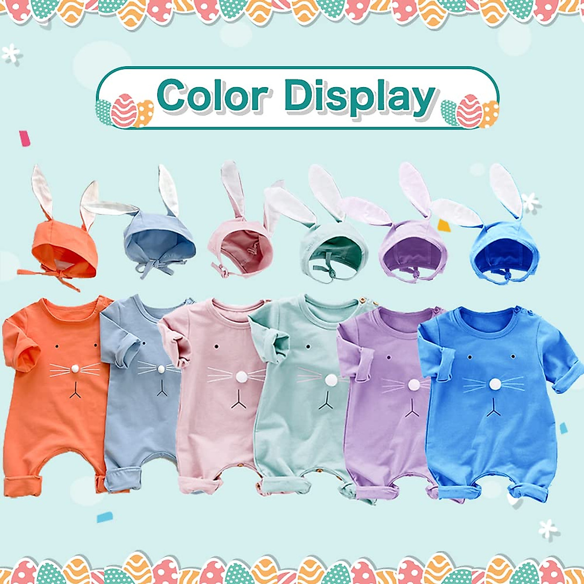 XIFAMNIY Easter Outfits Baby Girls Boys Bunny Romper Bodysuit Jumpsuit Infant Newborn with Rabbit Hat