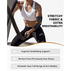 CAMBIVO 2 Pack Elbow Brace for Tendonitis, Tennis Elbow Compression Support Sleeve for Golfers Elbow Pain Relief, Arthritis, Bursitis, Workout, Weightlifting