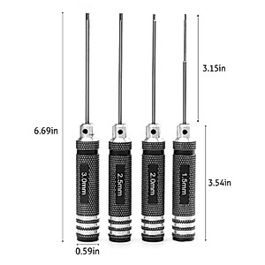 VOKOLA Drone Tool Kit -4Pcs RC Hex Driver Set –1.5mm Allen Wrench 2mm 2.5mm 3mm Aluminum Handle Steel Hexagon Screwdriver for traxxas RC Car Truck FPV Helicopter