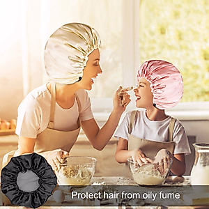 Shower Cap For Women Men 3PCS Shower Caps For Women Waterproof Extra Large Shower Cap Big Lined Rbersea Jumbo Reusable Shower Cap Long Hair Bonnet Set For Kids With Black Gold Pink Bath Cap Adjustable