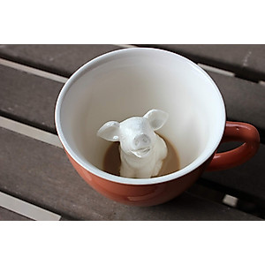 Creature Cups PIG Ceramic Cup (11 Ounce, Peach Exterior) - Hidden 3D Animal Inside Mug Emerges As You Drink - Piggy Farm Animal - Birthday, Holiday, Housewarming Gift for Coffee & Tea Lovers