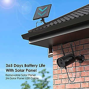 ieGeek Solar Security Camera Outdoor, Security Cameras Wireless Outdoor, Solar Rechargeable Battery Power Home Security Cameras, 1080p, Night Vision, PIR Motion Detection, 2-Way Talk, Wirefree, IP66