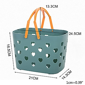 yungluner Plastic Storage Basket with Handles Hollow Shower Caddy Basket with Holes Bathroom Organizer Tote Toiletry Bag Basket Box Organizer