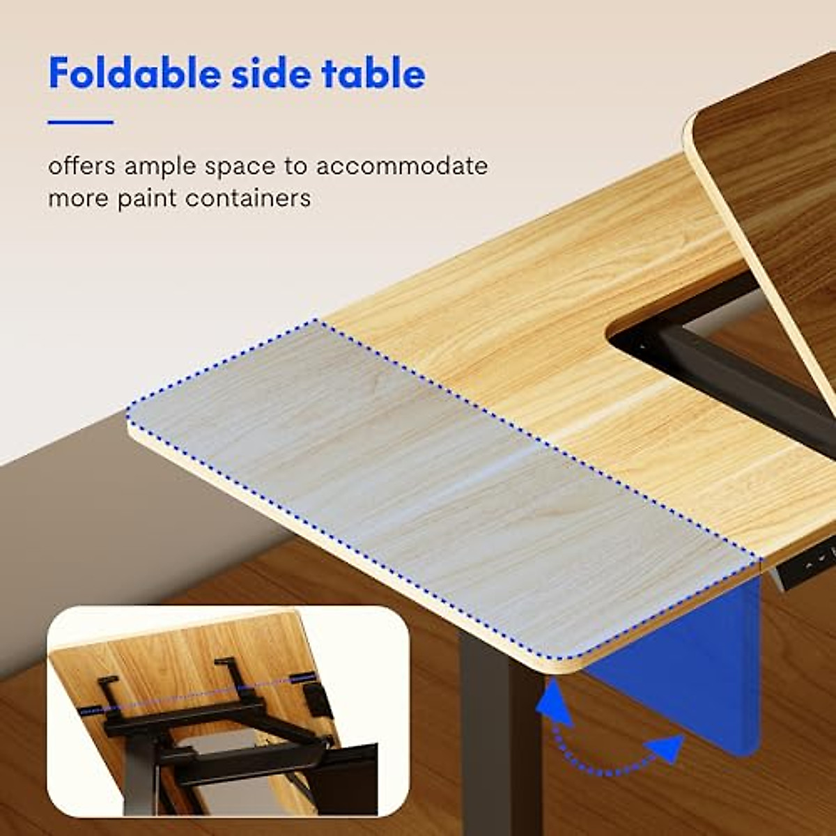 FLEXISPOT Electric Drafting Table Adjustable Height Standing Drawing Desk Extendable Top Craft Workstation w/Tilting Tabletop, Storage Drawer for Study, Office, Studio, Art, Adult & Kid, 47.2"x23.6"