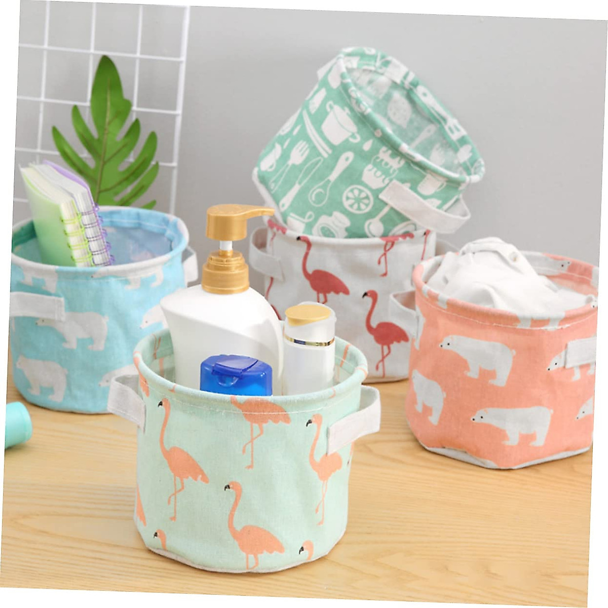 Outanaya 2pcs Storage Basket Mini Containers Shelf Organizer Bins Decorative Storage Bins Snack Containers Canvas Storage Bin Shelves Mini Baskets Decorative Basket Foldable Cotton Linen