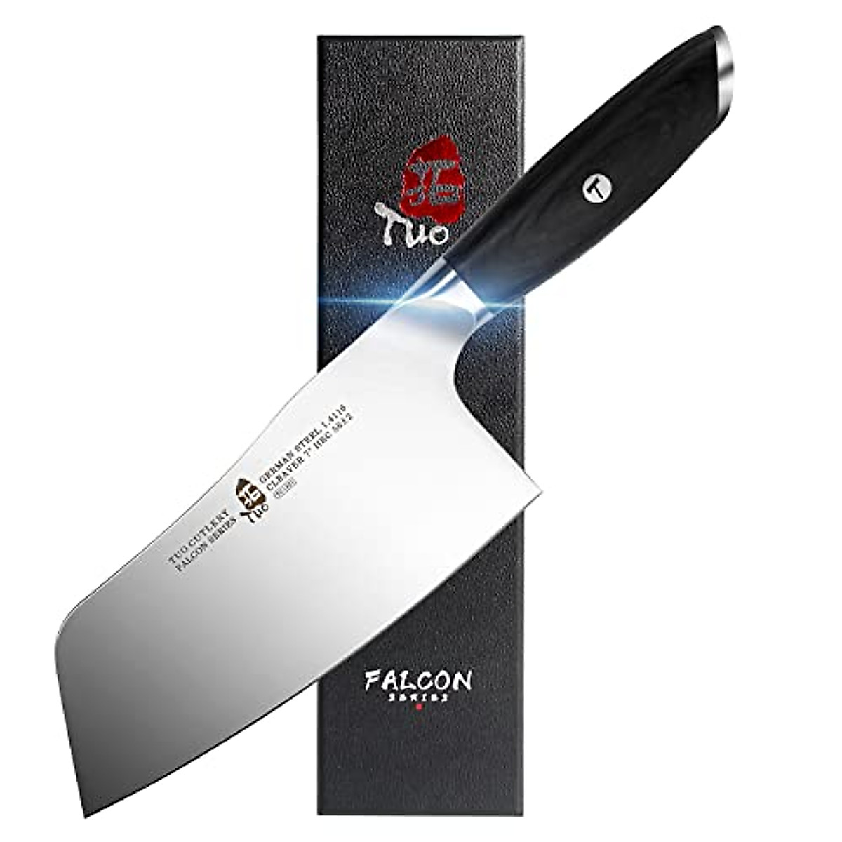 TUO Kitchen Knife - Heavy Duty Kitchen Knife, Multi-functional Knife for Bone Poultry Meat Fish - German Steel & Pakkawood Handle with Safety Lock - Falcon Series with Gift Box