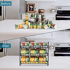 Toplife 2 Pack Stackable Can Organizer Rack, Soda Can Beverage Storage Dispenser Rack, Holds up to 36 Cans for Pantry, Refrigerator, Cabinet or Countertop, Black - Thicker Version