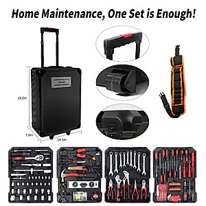 Tool Set with Tool Box, Household Tool Kit, General Home/Auto Repair Tool Set, Storage Case Socket Wrench Sets for Home Maintenance, Perfect for Handyman, Homeowner, Dryer(Black)