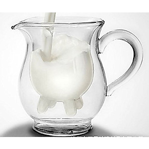Xshelley Double Wall Glass Cup - Creative Cup Cute Calf Insulated Mugs Thermo Coffee Milk Cups Creamer Pitcher