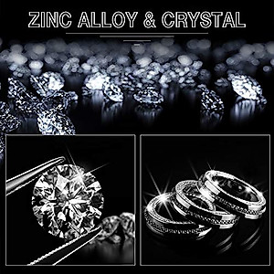 CARFIB Car Interior Bling Accessories for VW Volkswagen Arteon Atlas CC e-Golf Golf Alltrack Golf R Passat Tiguan AC Knobs Control Decals Stickers Cover Parts Men Women Zinc Alloy Crystal Silver 3Pcs