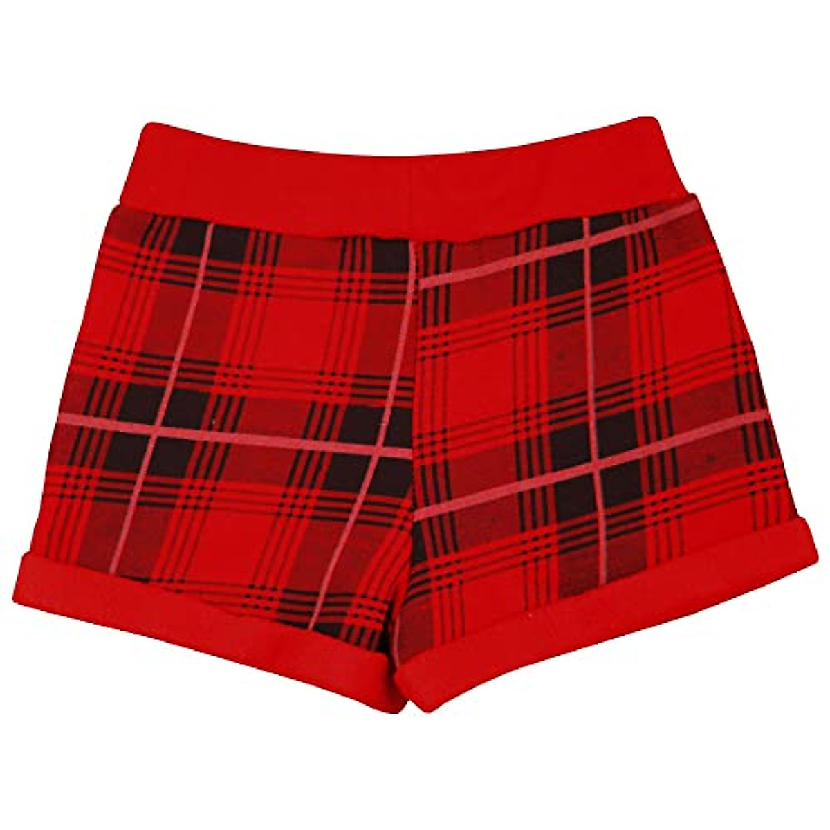 Kids Girls Shorts Fleece Red Tartan Summer Hot Short Dance Gym Pants 5-13 Years