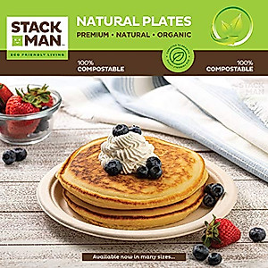 100% Compostable, 5 Compartment, Disposable Paper Plates [125-Pack] - {PFAS Free} - {BPA Certified} - [10 Inch] Heavy Duty Biodegradable Bagasse Sectional Lunch Trays + Dividers - Divided Platter Tray