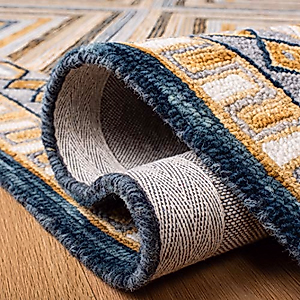 SAFAVIEH Aspen Collection 8' x 10' Navy / Gold APN809N Handmade Boho Wool Area Rug