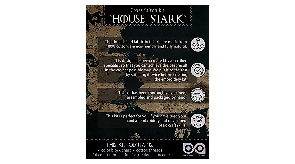 Game of Thrones House Stark Cross Stitch Kit - DIY Bookmark