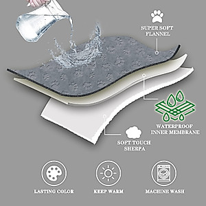 Qeils Dog Blankets for Small Dogs - Waterproof Cat Blanket Washable - Sherpa Fleece Puppy Blanket, Soft Plush Reversible Throw Protector for Bed Couch Car Sofa, 30"X40", Grey