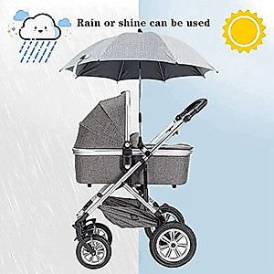 Baby Stroller Parasol, Universal Umbrella with Clamp, 360 Degree Adjustable UV Protection Stroller Sun Shade, Waterproof Umbrella for Trolley, Bike, Wheelchair, Beach Chair