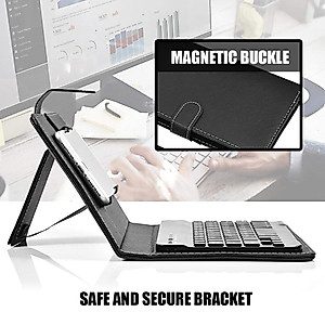 ELIATER Portable Bluetooth Keyboard with Leather Case Cover with for 4.5''-6.8'' iOS, Android and Windows Smart Phones, Detachable with Kickstand