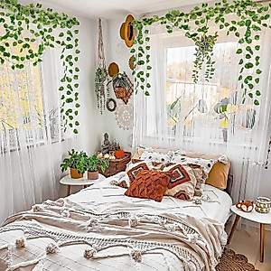 CQURE 14 Pack 98Ft Artificial Ivy Garland, Fake Vines UV Resistant Greenery Leaves Fake Plants Hanging Aesthetic Vines for Home Bedroom Party Garden Wall Room Decor