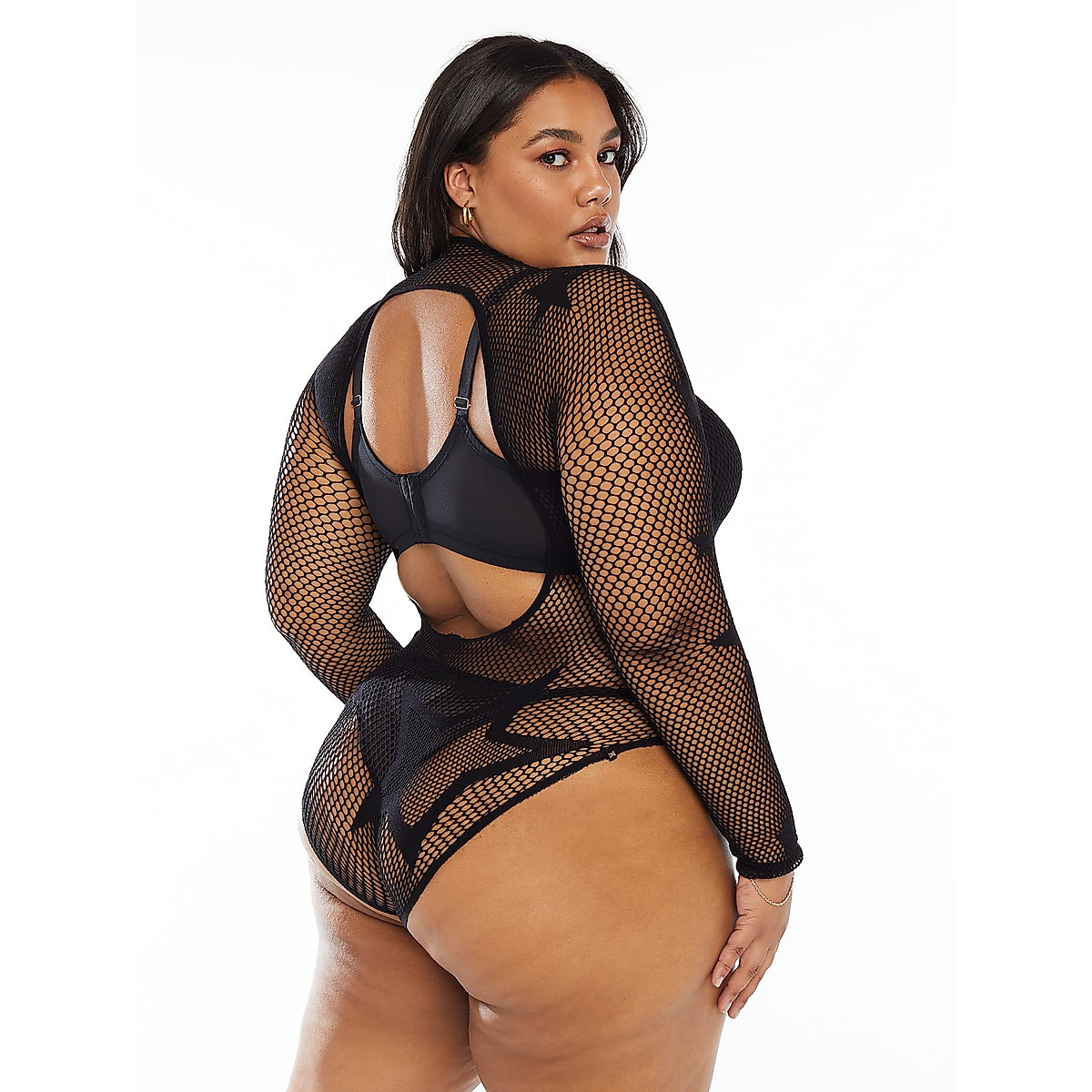 Savage X Fenty, Women's, Shining Star Long-Sleeve Teddy with Keyhole, Caviar, Missy