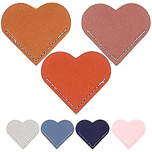 Abaodam 7pcs Leather Heart Bookmark Corner Page Book Marks Protector Cute Handmade Book Reading Gift for Office School Book Lovers Bookworm Present