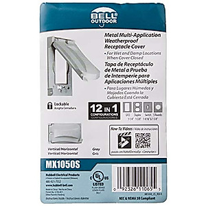 Leviton MS303-DS 30 Amp 600 Volt, Three-Pole, Black & Hubbell Bell MX1050S Single-Gang Weatherproof Heavy Duty Universal Flip Cover Gray Finish