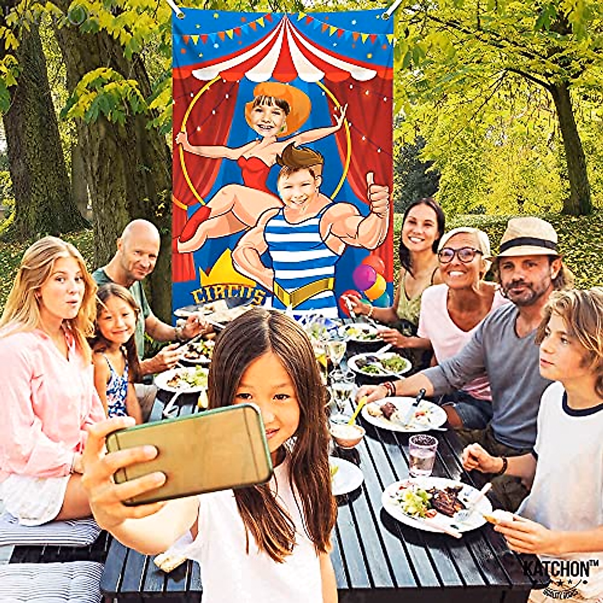 KatchOn, Carnival Photo Booth Backdrop - Large,72x36 Inch | Carnival Decorations for Event | Carnival Photo Door Banner for Carnival Theme Party Decorations | Carnival Backdrop, Mardi Gras Decorations