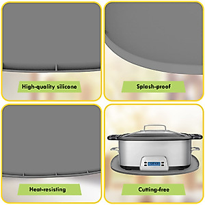Heat Resistant Mat for 6-8 Quart Slow Cooker, Kitchen Heat Resistant Silicone Trivet，Oval Thickened Silicone Non Slip Heat Resistant Mat