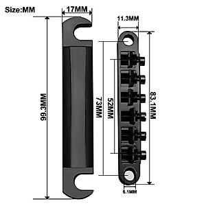 MAXCHEER A Set of String Saddle Tune-O-Matic Bridge & Tailpiece For GB LP Style Electric Guitar (Black)