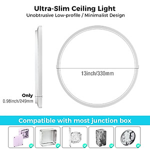 libtit 6 Pack 13 Inch LED Flush Mount Ceiling Light, 3200LM 28W Ultra-Slim LED Ceiling Light, 3000K/4500K/6000K Selectable Ceiling Light Fixture for Bedroom, Kitchen, Bathroom, Hallway - White