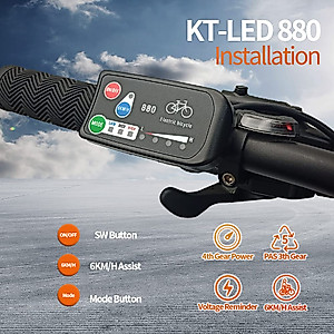 HUDAMZKY Electric Bicycle Display 36V 48V,KT LED-880 E Bike Display Matches Controller for Ebike Accessories (LED880 SM Plug)