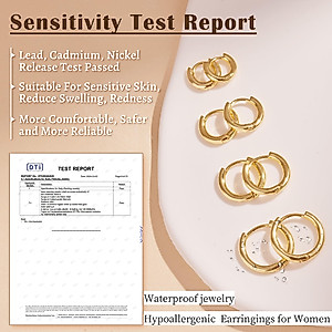 Gokeey Gold Hoop Earrings Set: 14k Gold Plated Lightweight Hoops - Huggie, Cartilage (6mm-12mm)