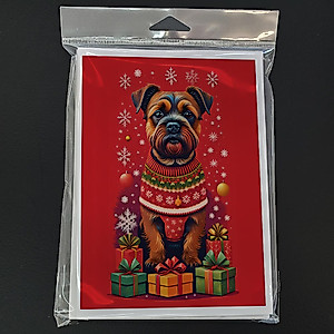 Caroline's Treasures DAC3049GCA7P Border Terrier Holiday Christmas Greeting Cards Pack of 8 Blank Cards with Envelopes Whimsical A7 Size 5x7 Blank Note Cards