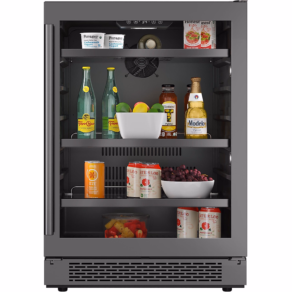 Avallon ABR241BLSS 24 Inch Wide 140 Can Energy Efficient Beverage Center with LED Lighting, Double Pane Glass, Touch Control Panel and Left Swing Door