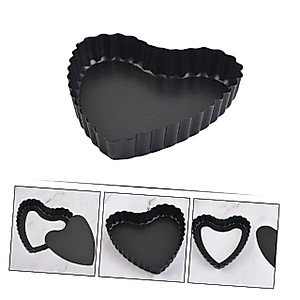 Abaodam 3pcs Live Bottom Baking Tray Cake Pan Oven Safe Mini Muffin Metal Dies Heart Cake Heart Tart Pan Kitchen Baking Tool Diy Baking Tray Chrysanthemum Bakeware Dessert Plate Egg Cake