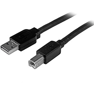 StarTech.com 15m / 50 ft Active USB 2.0 A to B Cable - Long 15 m USB Cable - 50 ft USB Printer Cable - 1x USB A (M), 1x USB B (M) - Black, TAA (USB2HAB50AC)
