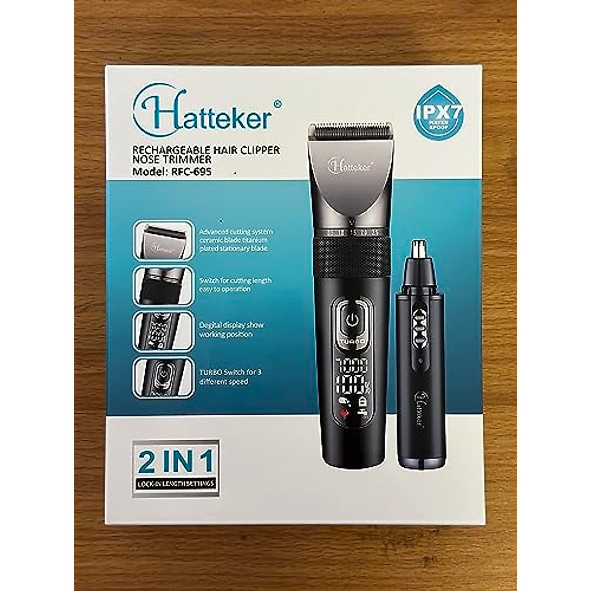 Hatteker Cordless Hair Clipper Beard Hair Trimmer Hair Cutting Kit for Men Women Kids Barber Clippers Nose Hair Trimmer IPX7 Waterproof Professional