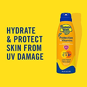 Banana Boat Protection + Vitamins Sunscreen Spray SPF 50 | Moisturizing Sunscreen with Vitamin C & Niacinamide | Banana Boat Spray Sunscreen, Vitamin B3 & Vitamin C Sunscreen, 4.5 oz.