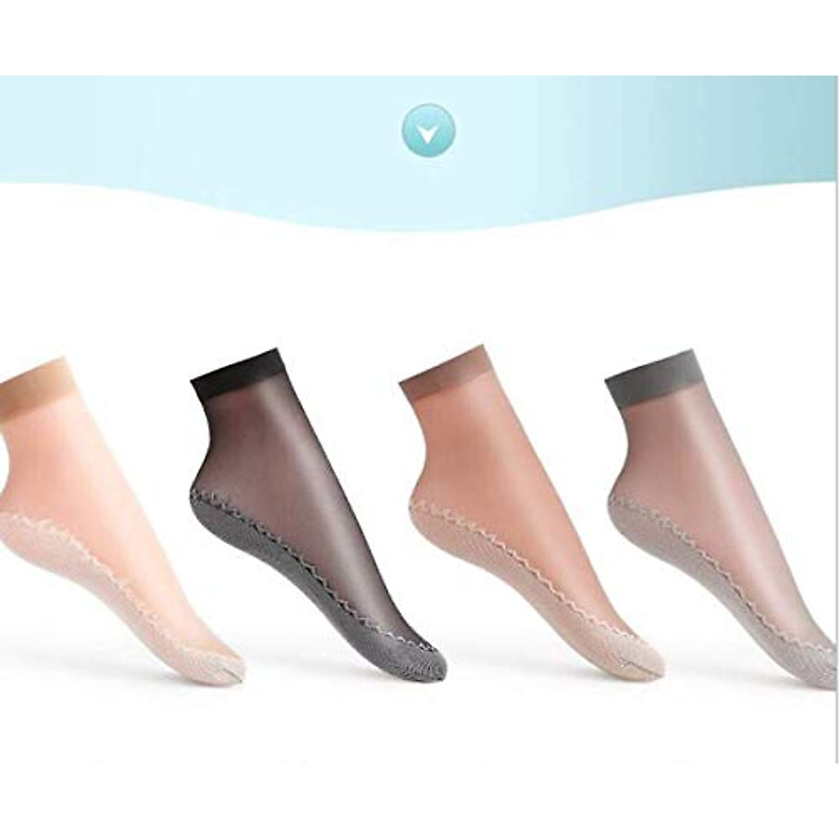 ausuky 10x Ladies Women Nylon Elastic Short Ankle Sheer Stockings Silk Short Socks, Medium, Grey