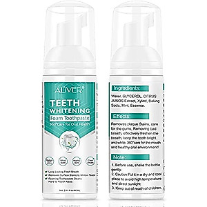 2PCS Toothpaste Whitening Foam, 60ml Baking Soda Toothpaste, Ultra-fine Mousse Foam, Snow Teeth foaming Whitening, Travel Friendly, Easy to Use
