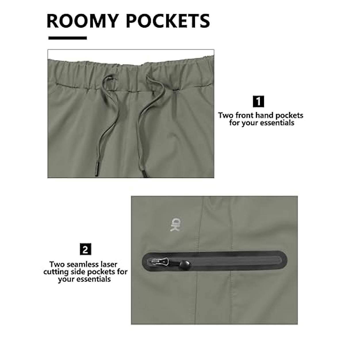 Little Donkey Andy Men’s Ultra-Stretch Quick Dry Lightweight Bermuda Shorts Drawstring Zipper Pocket Hiking Travel Golf Sage S