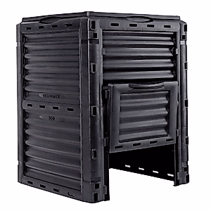 HomGarden 80 Gallon (300 L) Compost Bin from BPA Free Material, Easy Assemble Lightweight & Large Capacity, Outdoor Garden Compost Box, Fast Creation of Fertile Soil, Black