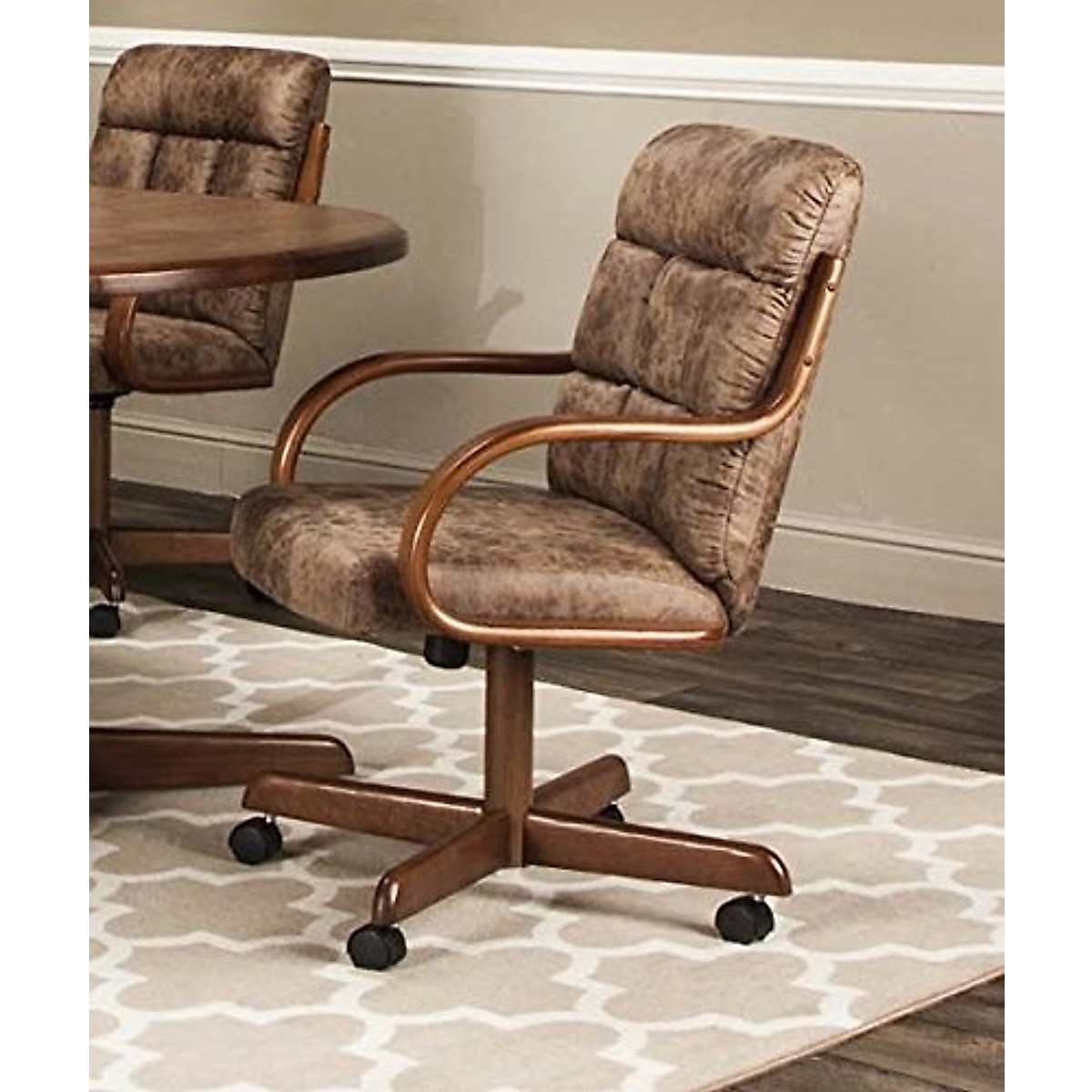 Caster Chair Company Bernard Swivel Tilt Caster Dining Arm Chair in Rawhide Microsuede (1 Chair)
