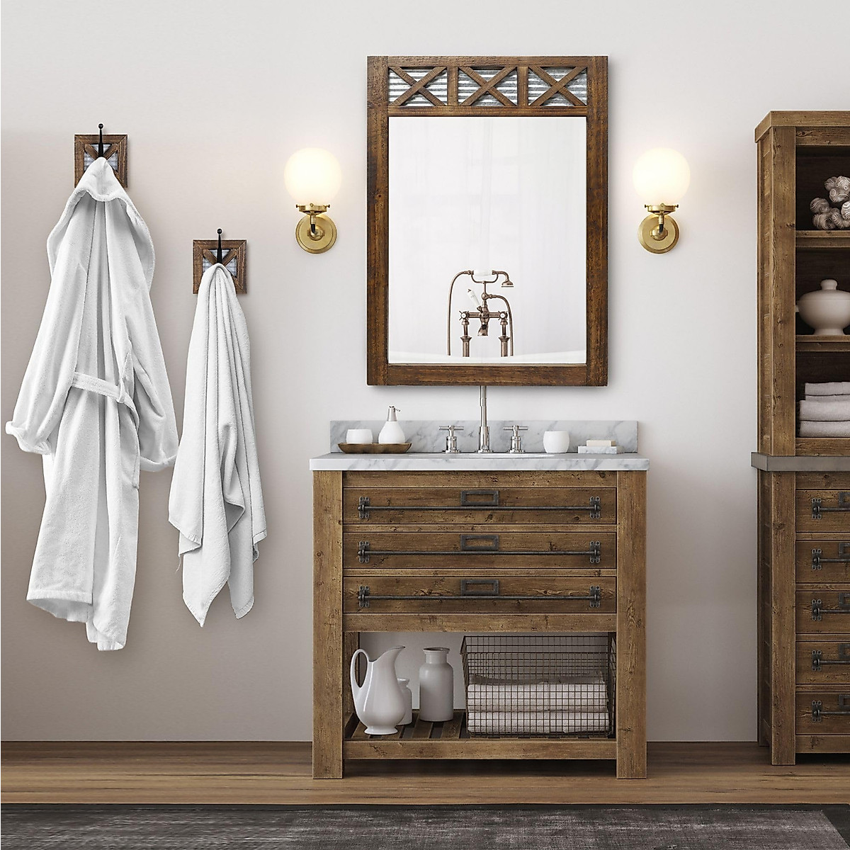 Autumn Alley Farmhouse Bathroom Hooks for Towels, Coat Hooks, and Robe Hooks - Towel Hooks for Bathroom Wall Mounted, Rustic Wall Hooks Decor, Wood, 2 Pack